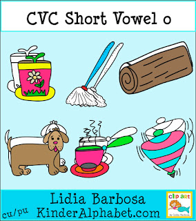 Short Vowels Clip Art with CVC Word Patterns - Kinder Alphabet