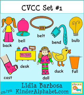 CVCC Clip Art and Word Work Freebies - Kinder Alphabet