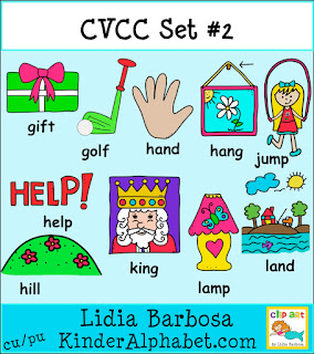 CVCC Clip Art and Word Work Freebies - Kinder Alphabet