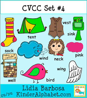 CVCC Clip Art and Word Work Freebies - Kinder Alphabet