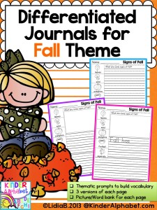 Thematic Journals for October- Differentiated - Kinder Alphabet