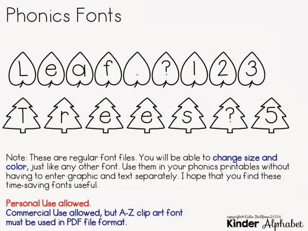 Phonics Fonts for Teachers Update - Kinder Alphabet