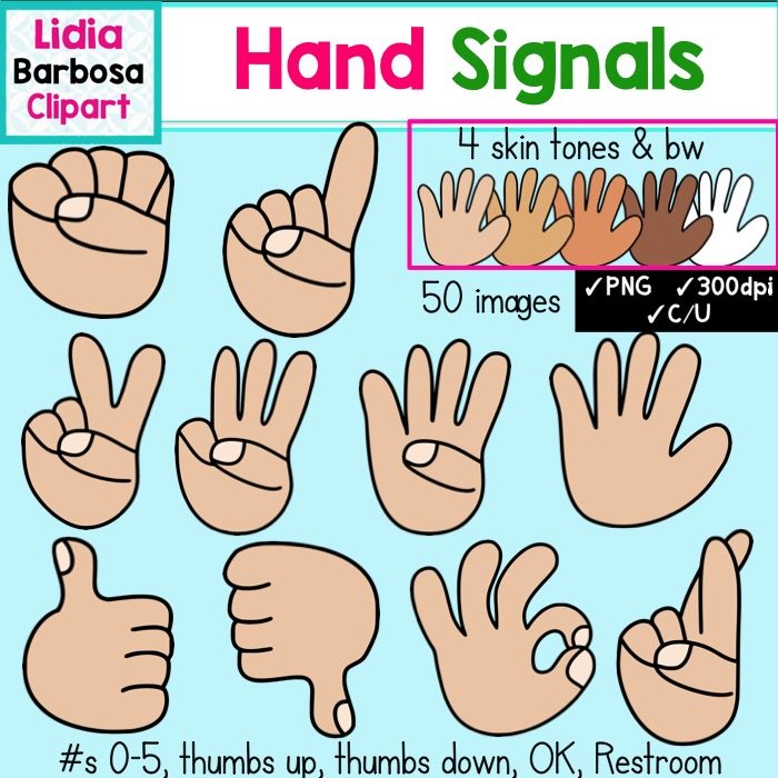 Classroom Hand Signals Clipart - Kinder Alphabet